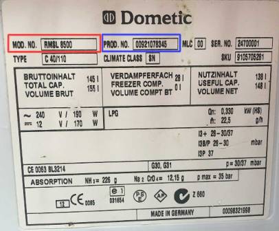 Dometic Sticker, Required for Fridge Part enquiries - Affordable Caravans