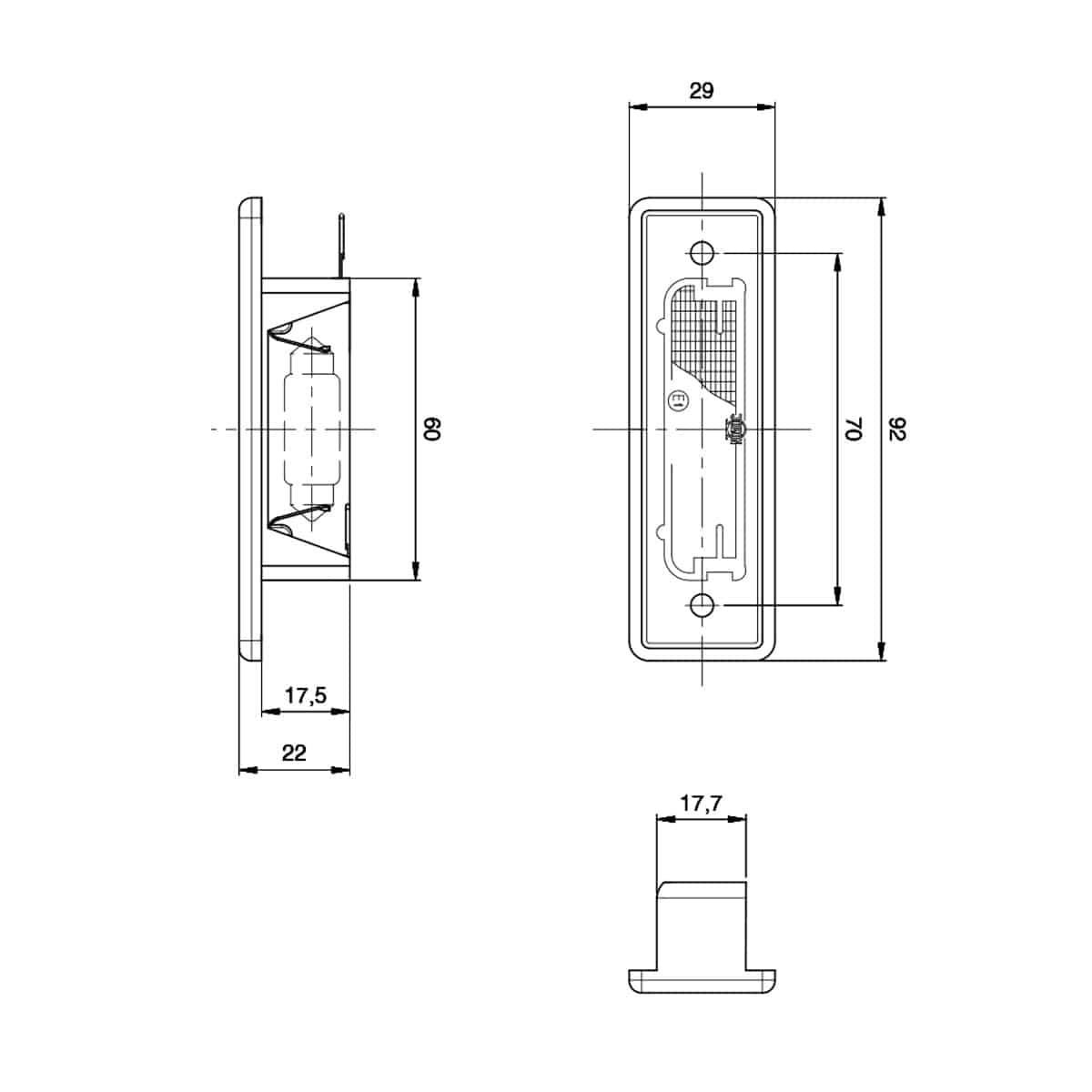 LWP3 Number Plate light flush mounted - Affordable Caravans