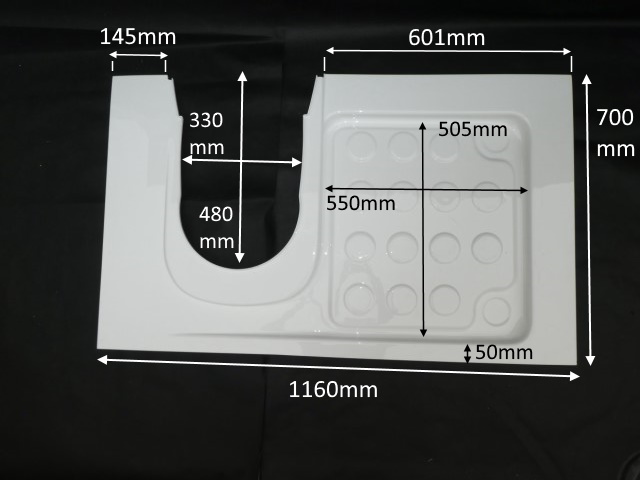 ST5 ... Caravan Shower Tray C223 LEFT Hand 1160mm x 700mm x 40mm ...