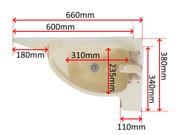 SBSH5 Hand Basin SECOND HAND ... 660L x 380W x 150D - Affordable Caravans